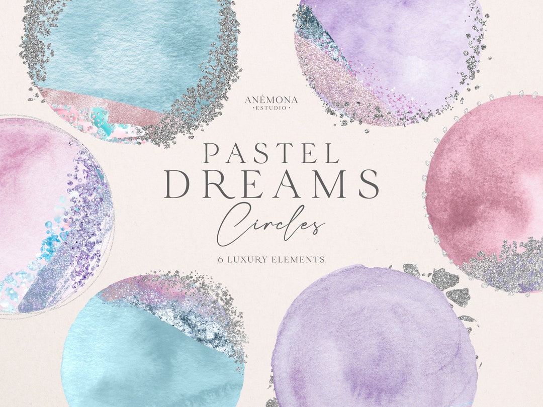 Pastel Watercolor Circles Clipart: Glitter & Foil Logo Backgrounds ...