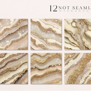 Marble Ivory Gold Digital Paper, Agate Wallpaper, Geode Texture ...