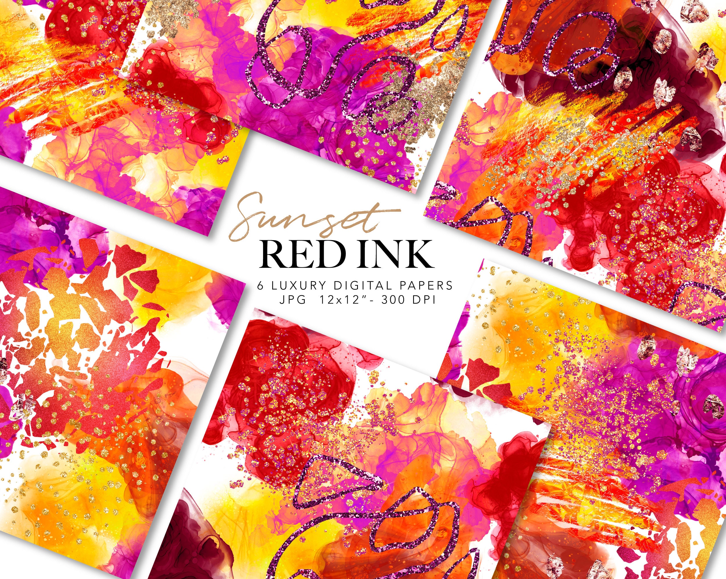 Red and Orange Digital Paper Glitter Abstract Paper Red - Etsy