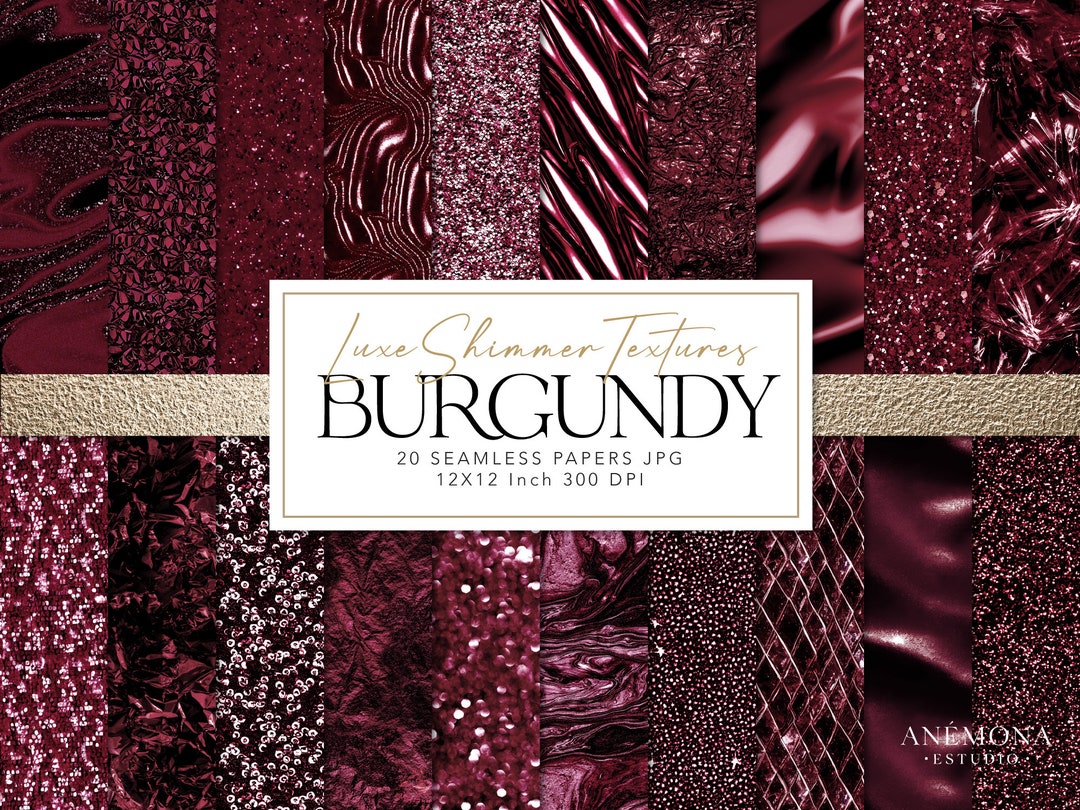 Burgundy Foil & Glitter Digital Paper: Seamless Metallic Textures ...