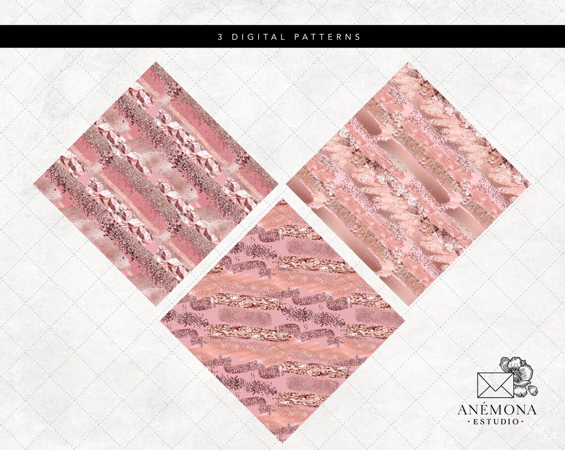 Rose Gold Digital Paper Rose Gold Metallic Paper Glitter - Etsy