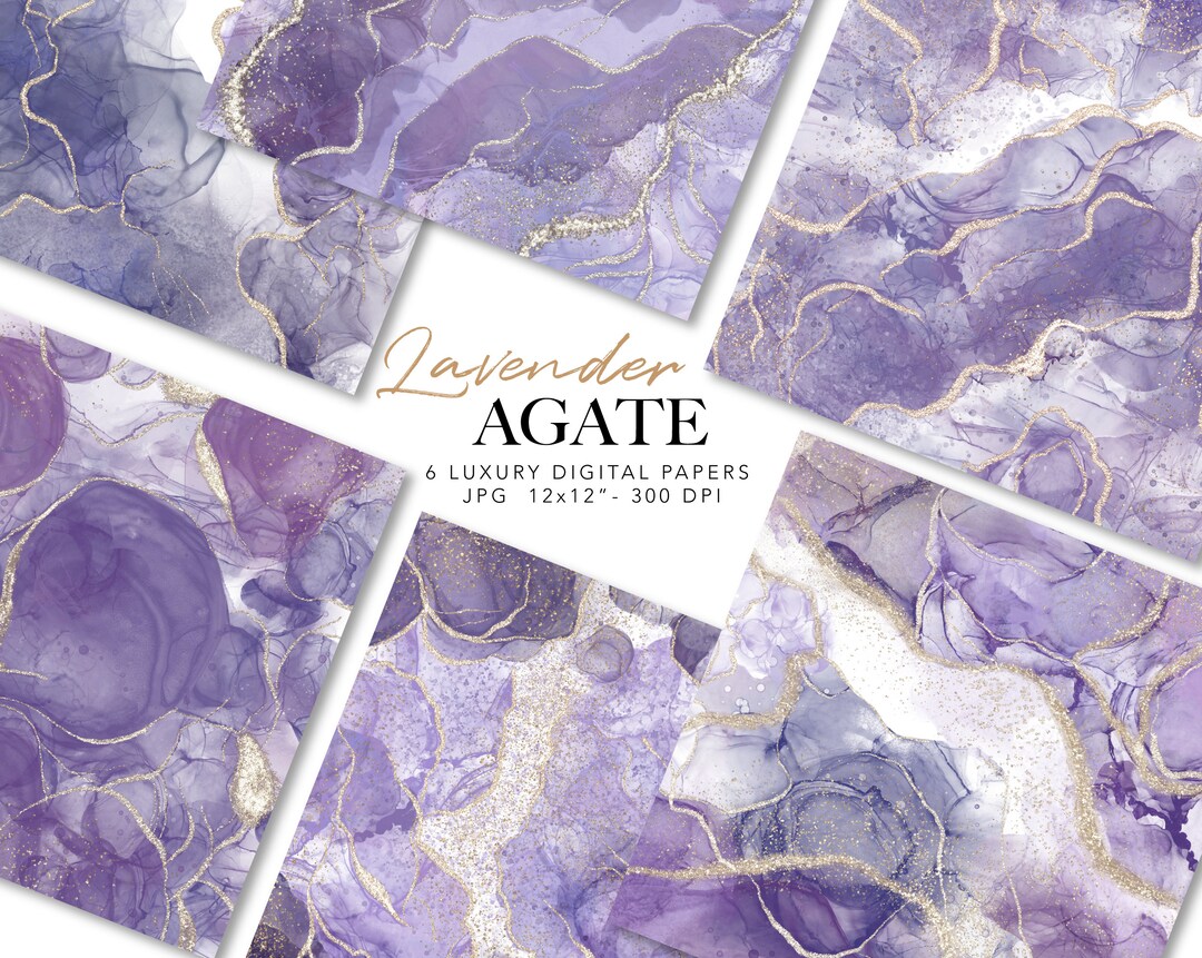 Lavender Agate Digital Paper - Lilac Marble Paper - Alcohol Ink Paper ...