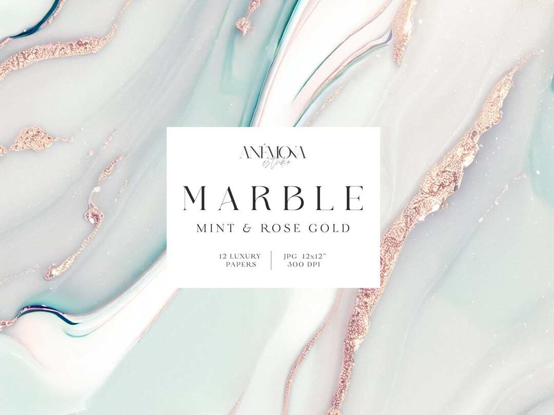 Mint Marble Backgrounds, Pastel Marble, Gold Foil Marble Paper, Digital ...