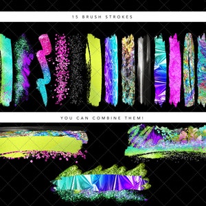 Neon Brush Strokes Clipart, Neon Clipart, Neon Paint Clipart ...