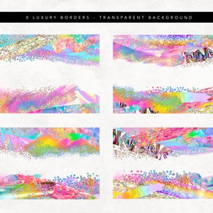 Rainbow Borders Clipart - Glitter Border - Rainbow Digital Clipart ...