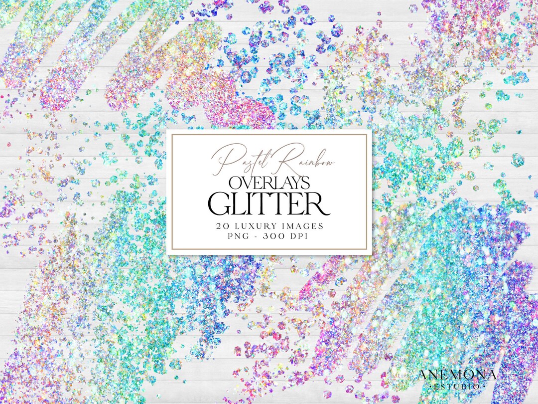 Pastel Rainbow Glitter Confetti Clipart, Rainbow Glitter Overlays ...
