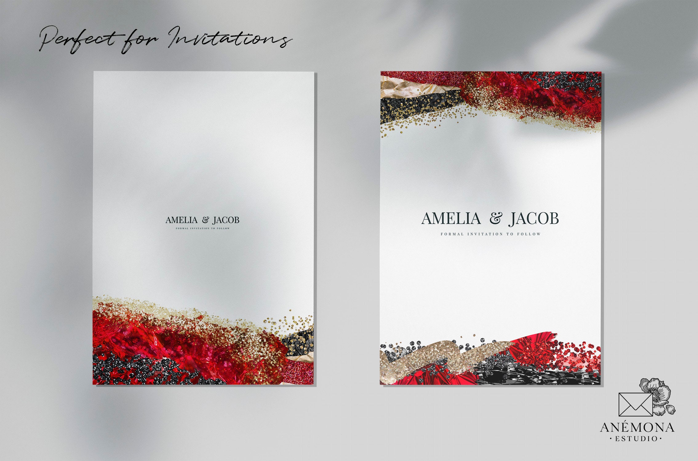 Red and Gold Glitter Border Clipart: Metallic Digital Frames (PNG) - Etsy