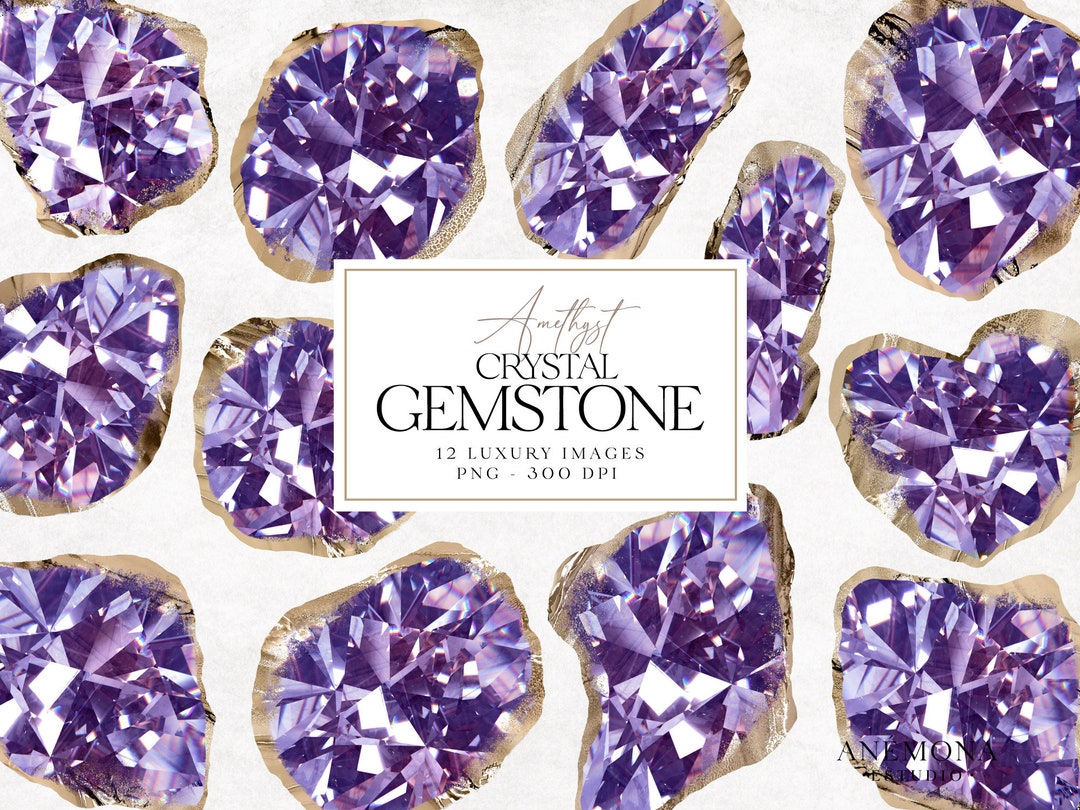 Purple Crystals Clipart, Amethyst Gemstone Clipart, Purple Diamonds ...