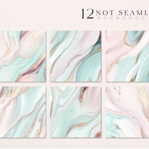 Pink and Mint Marble Backgrounds, Pastel Marble, Gold Foil Marble Paper ...