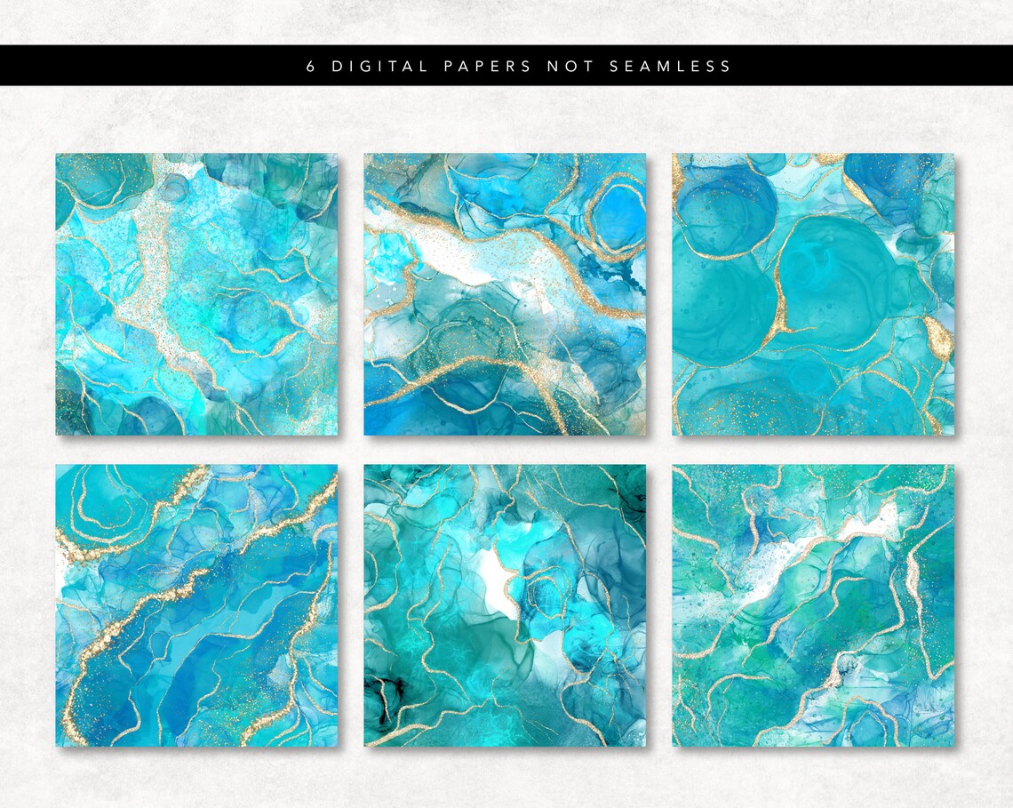 Aqua Agate Digital Paper Aqua Marble Paper Alcohol Ink - Etsy