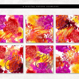 Red and Orange Digital Paper - Glitter Abstract Paper - Red and Yellow ...