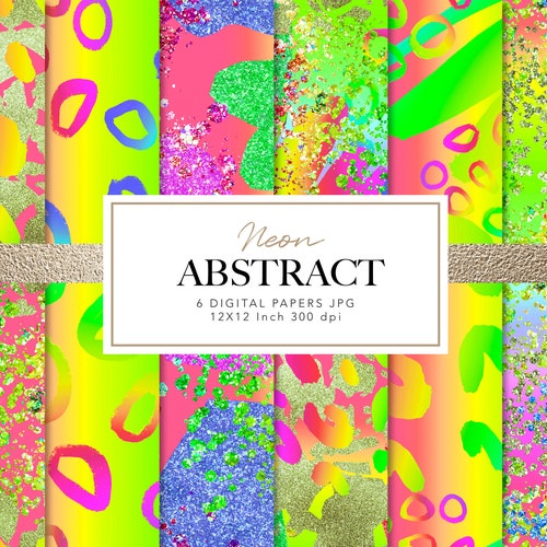 Seamless Neon Abstract Digital Paper Geometric Confetti - Etsy