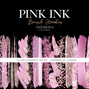 Pink Brush Strokes Clipart, Pink Clipart, Pink Foil Clipart, - Pink ...