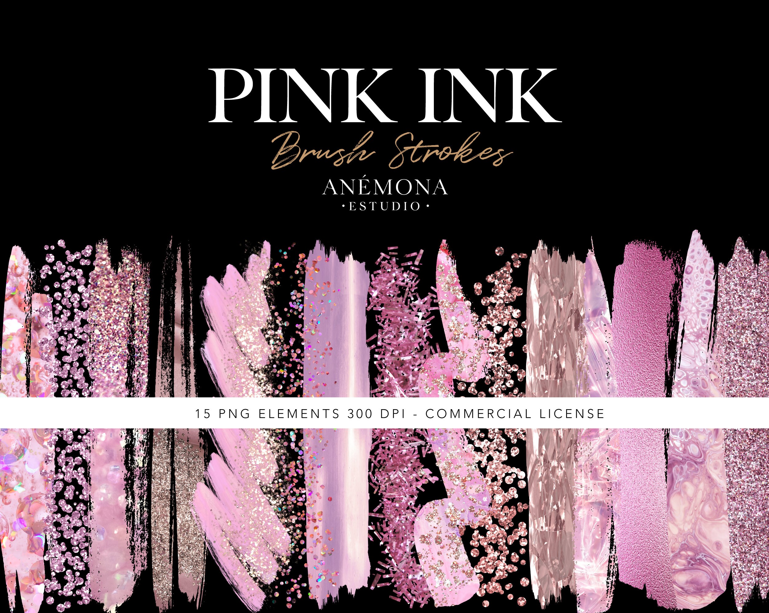 Pink Brush Strokes Clipart Pink Clipart Pink Foil Clipart - Etsy