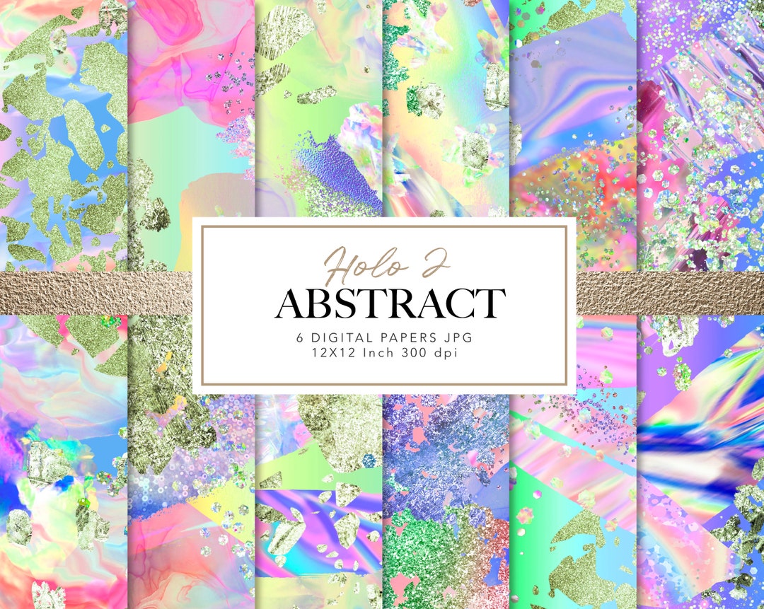 Iridescent Digital Paper Glitter Abstract Paper Holographic Digital ...