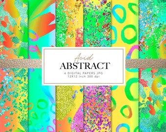 Neon Digital Paper Glitter Abstract Paper Colorful | Etsy
