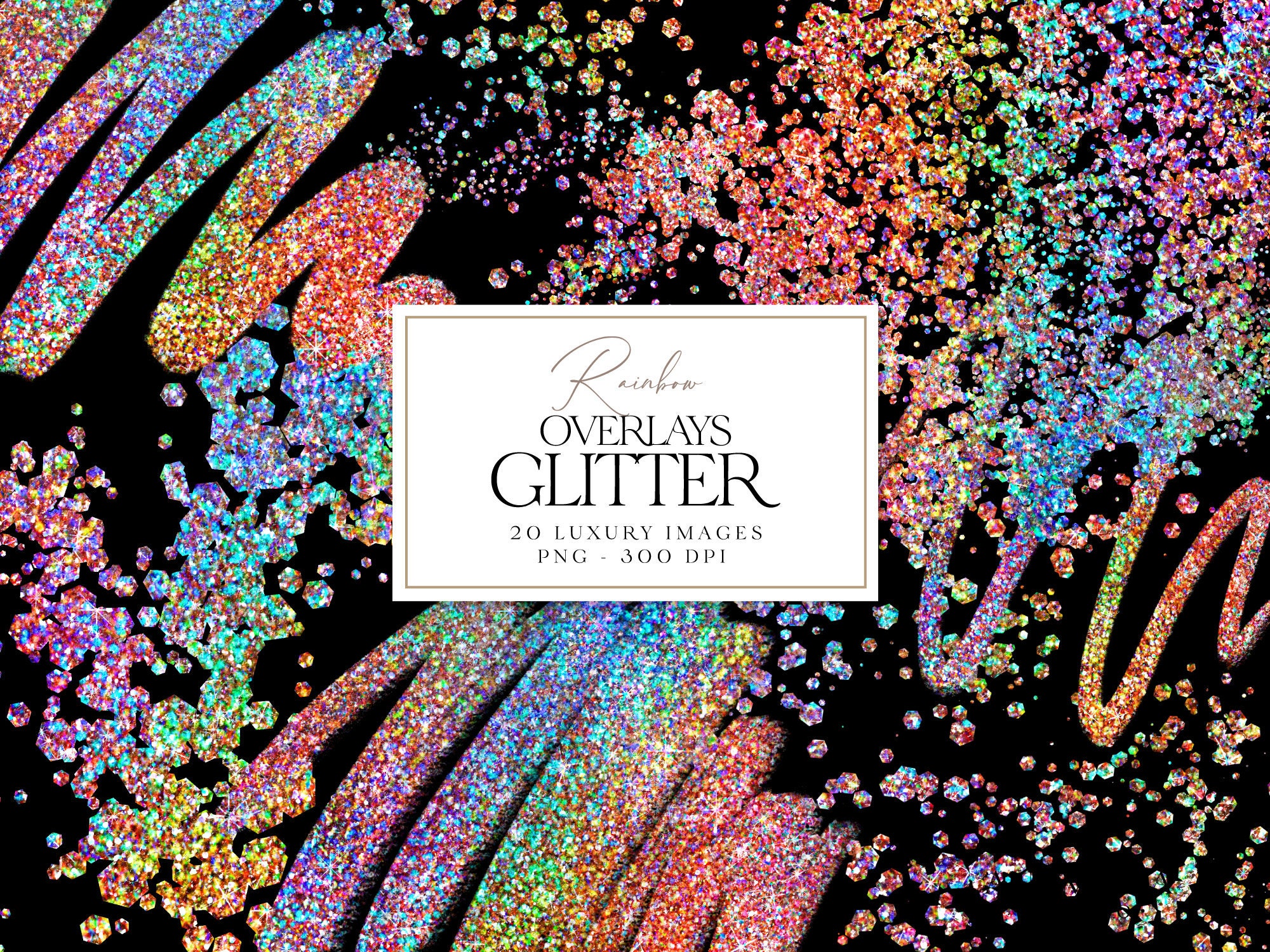 Rainbow Glitter Confetti Clipart Rainbow Glitter Overlays - Etsy