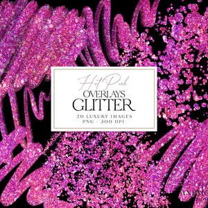 Hot Pink Glitter Confetti Clipart: Shimmering Overlay Graphics (PNG ...