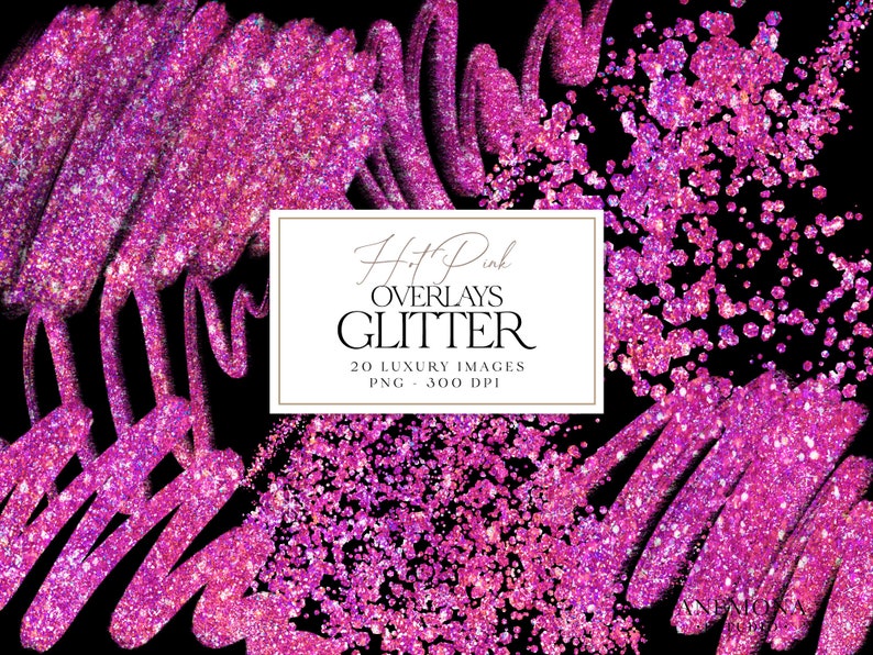 Hot Pink Glitter Confetti Clipart: Shimmering Overlay Graphics (PNG ...
