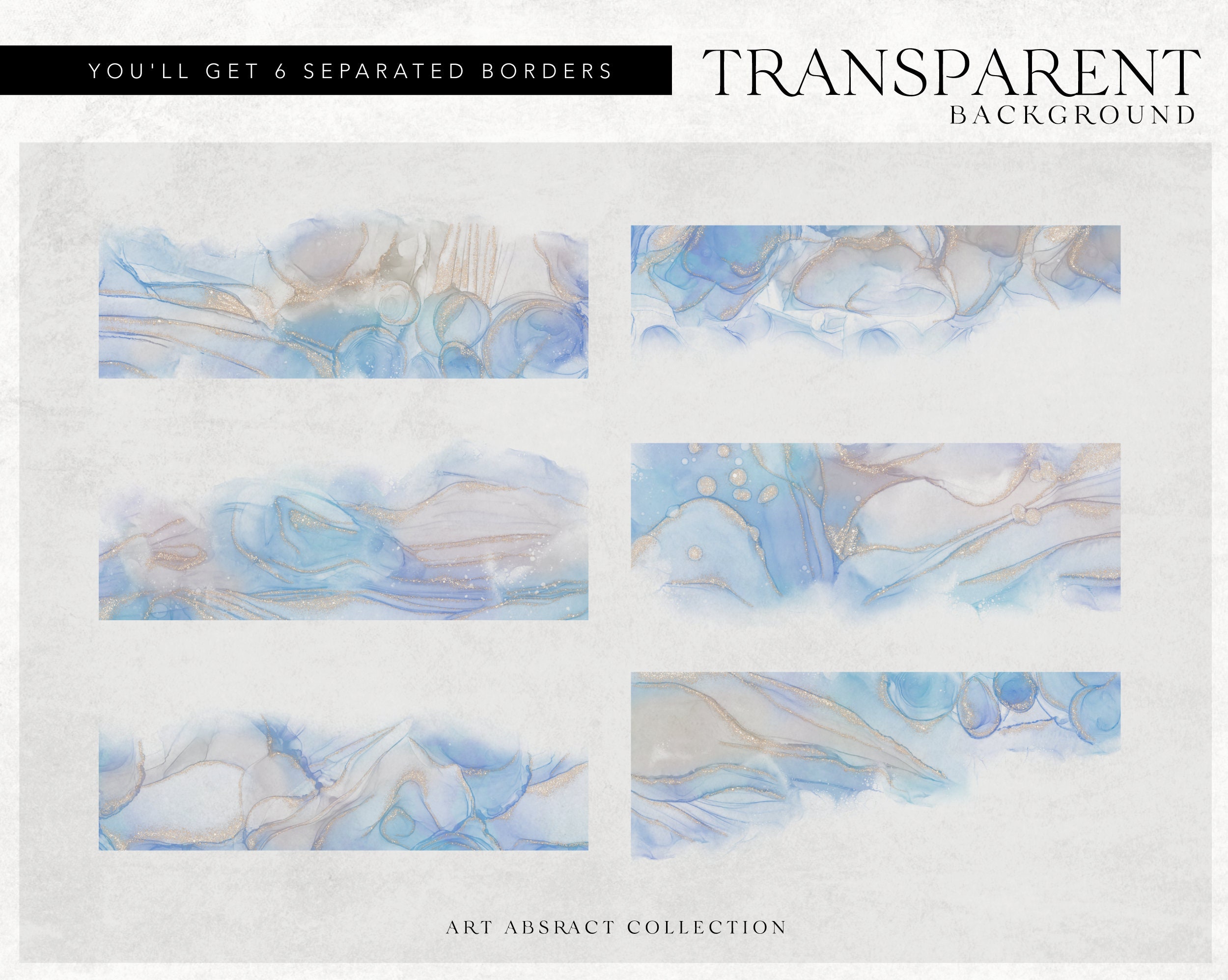 Blue Alcohol Ink Clipart Border Delicate Design Watercolor - Etsy