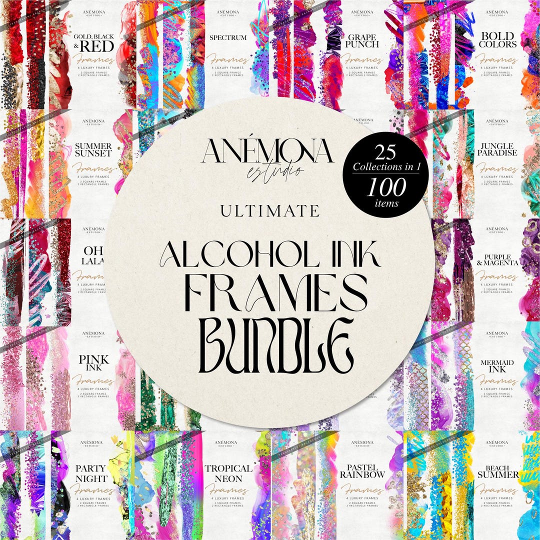 Glam Frames Clipart Bundle: Shiny PNG Borders for Commercial Use - Etsy