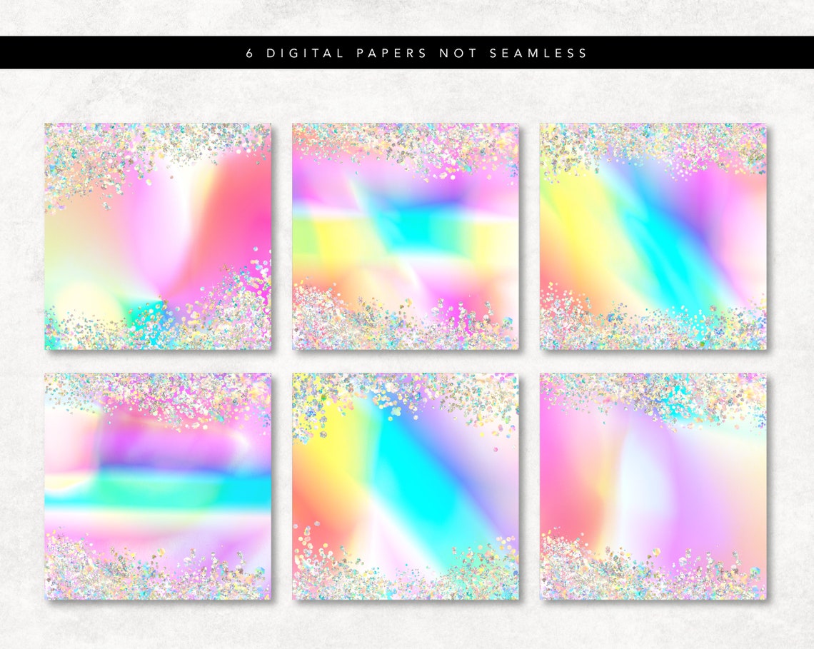 Pastel Rainbow Glitter Digital Paper Rainbow Digital Paper - Etsy