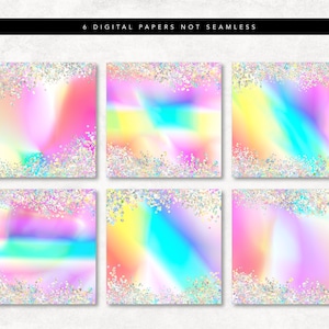 Pastel Rainbow Glitter Digital Paper, Rainbow Digital Paper, Iridescent ...