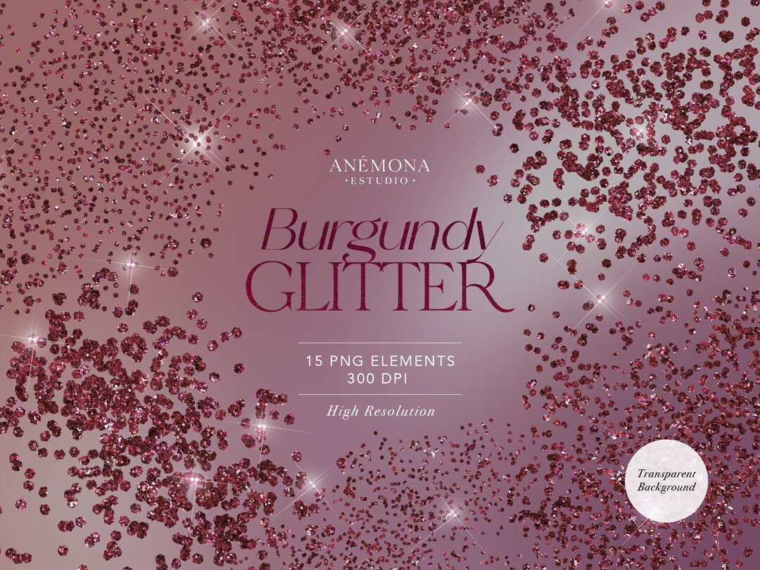 Burgundy Glitter Clipart, Burgundy Glitter Overlays, Shimmer Confetti ...