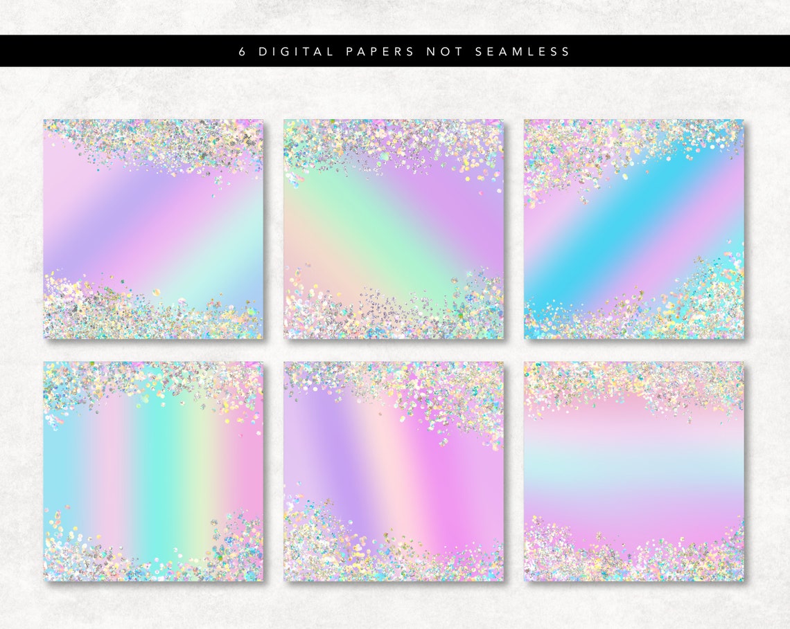 Holographic Glitter Digital Paper Unicorn Digital Paper | Etsy