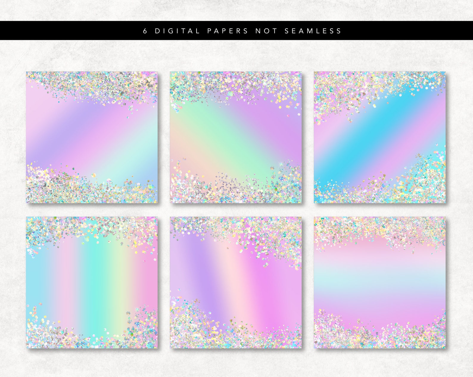 Holographic Glitter Digital Paper Unicorn Digital Paper | Etsy