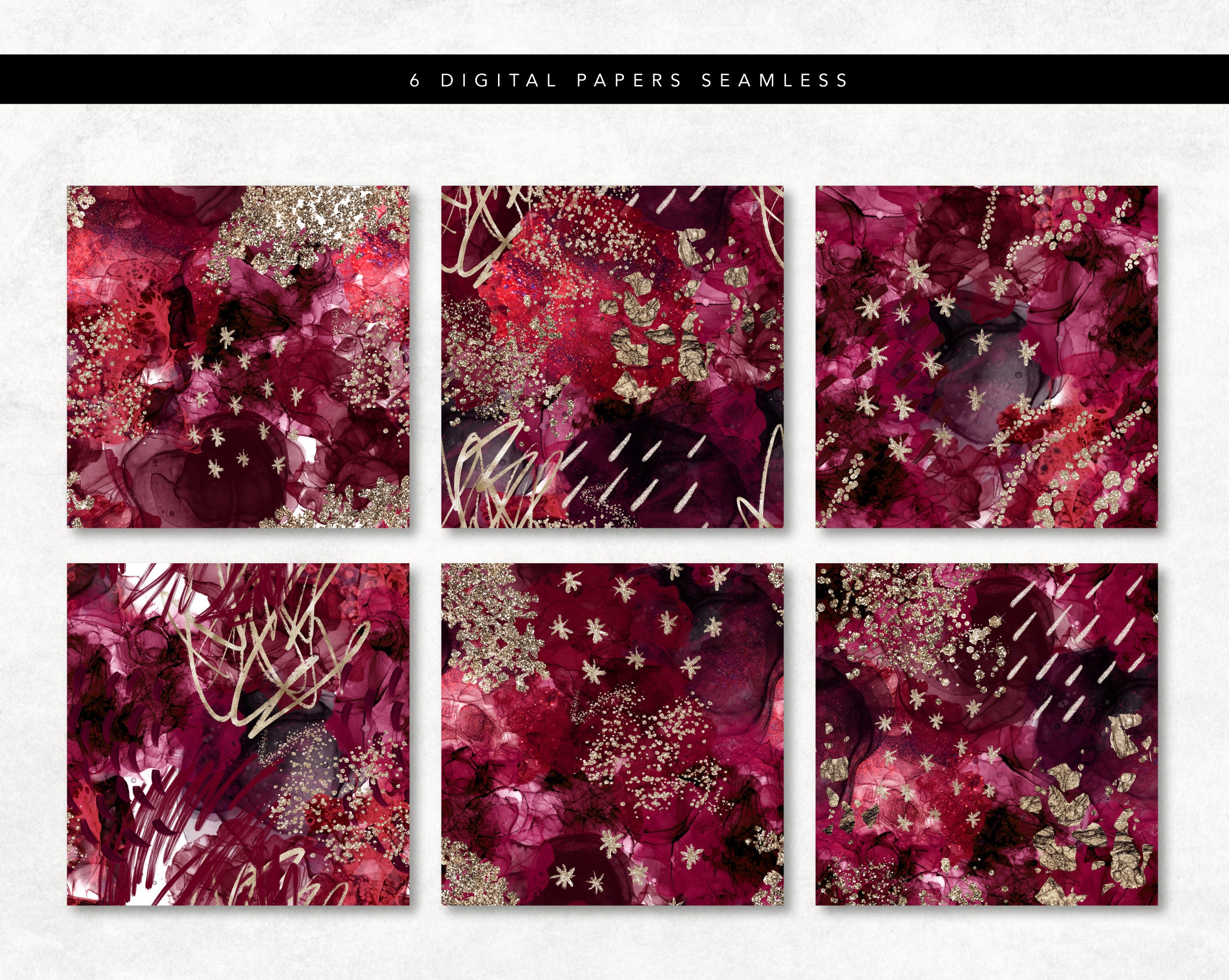 Burgundy Digital Paper Burgundy and Gold Paper Glitter - Etsy