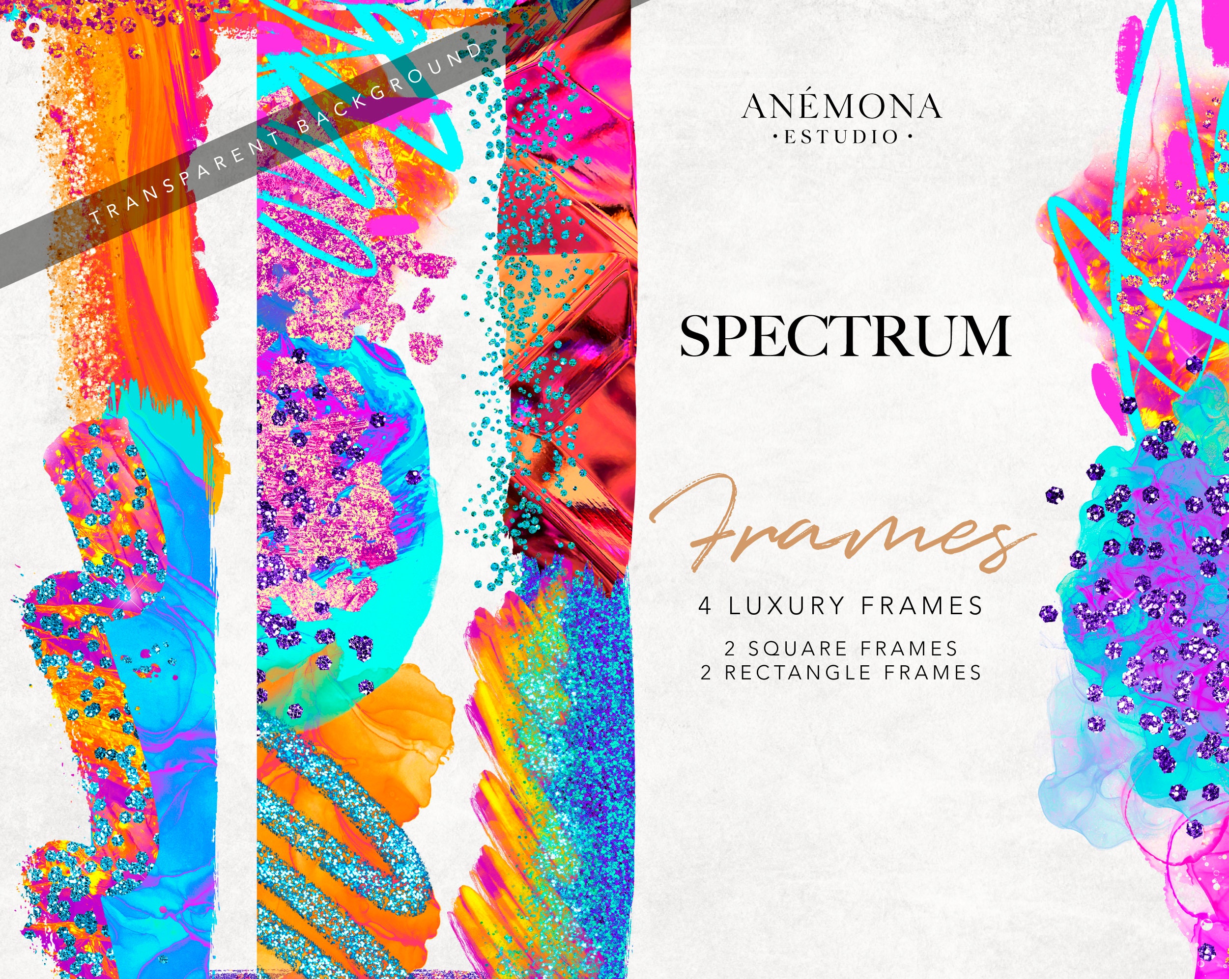 Colorful Frame Clipart Digital Modern Frame Glitter Border - Etsy