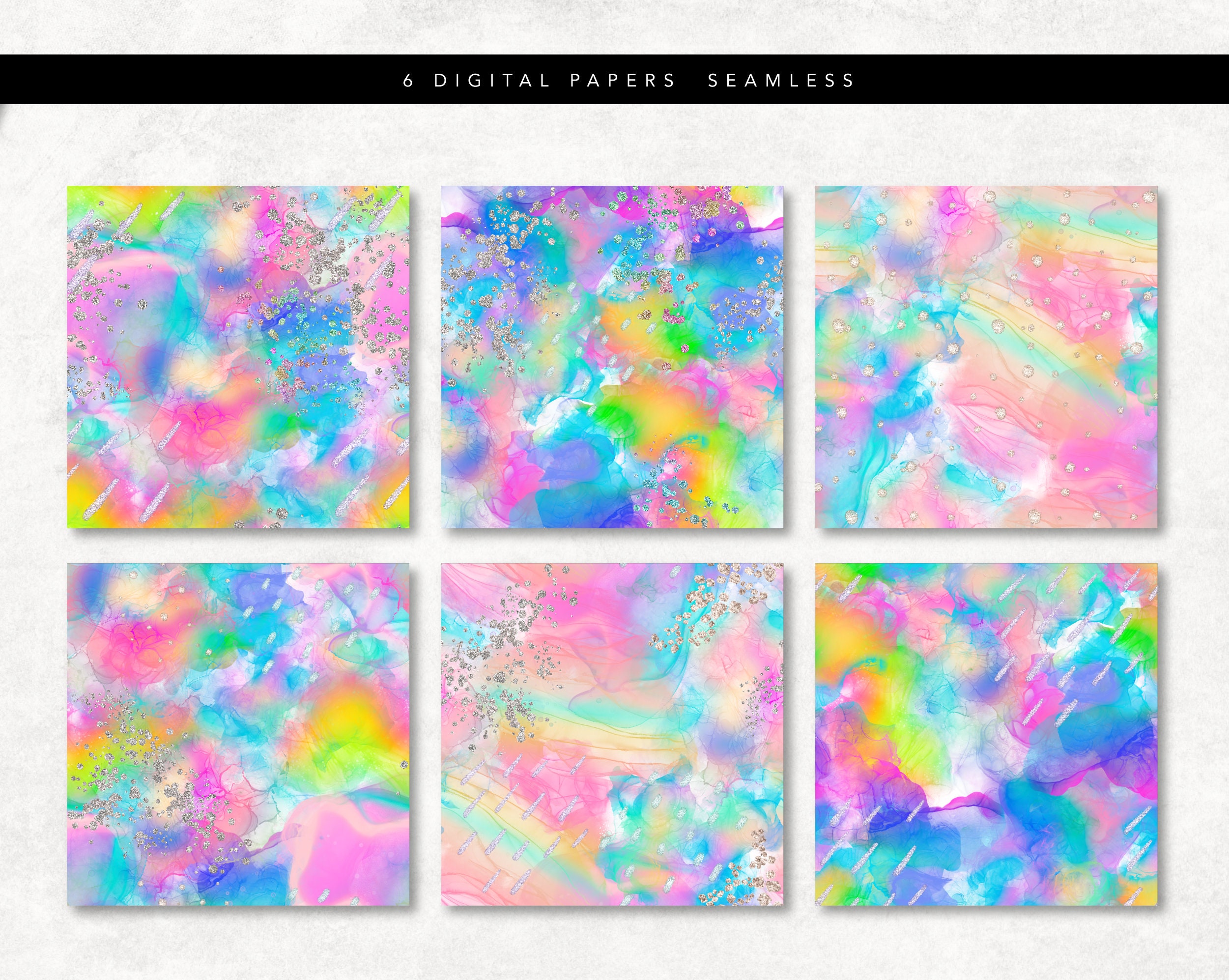 Pastel Rainbow Digital Paper Glitter Abstract Paper - Etsy