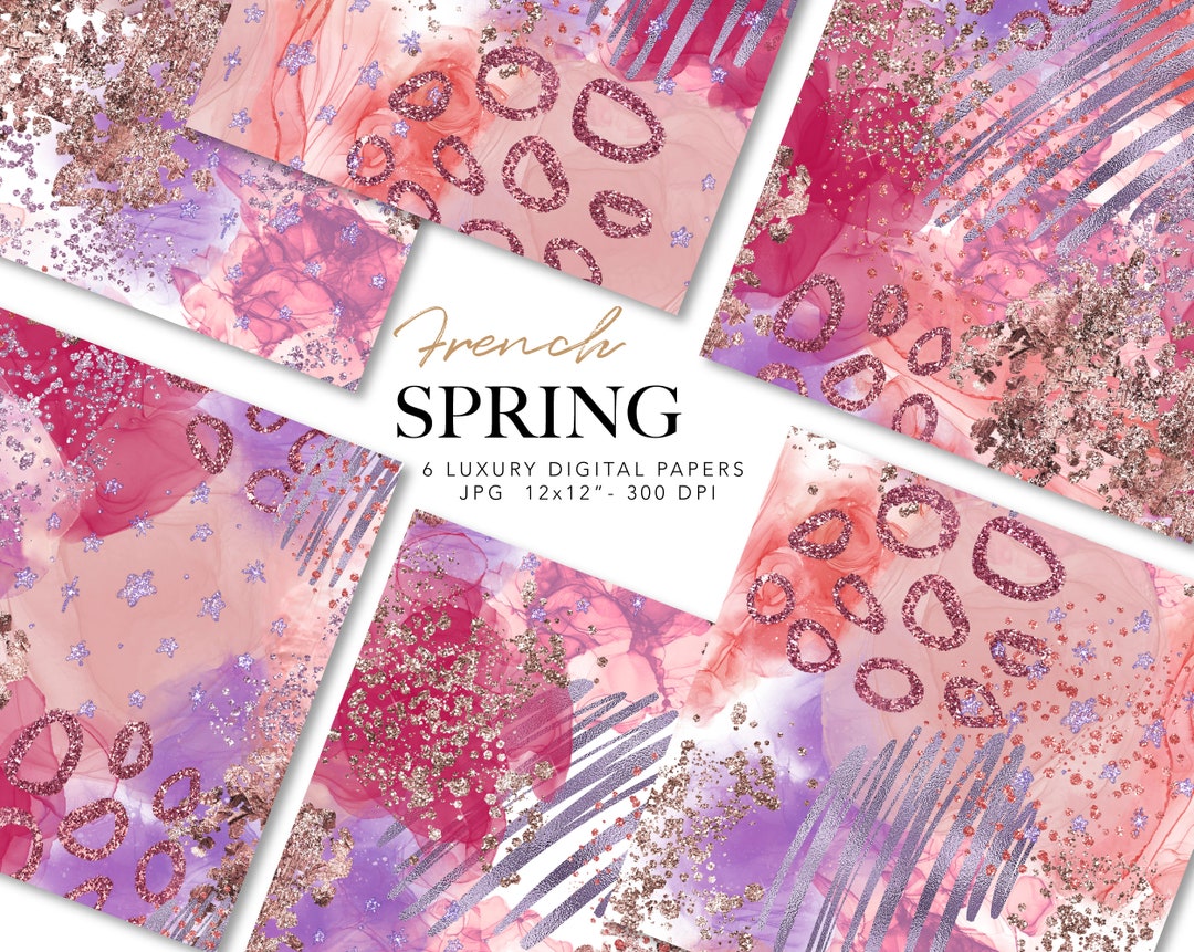 Pink Digital Paper Glitter Abstract Paper Pink Alcohol Ink Modern ...