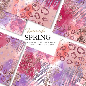 Pink Digital Paper Glitter Abstract Paper Pink Alcohol Ink Modern ...