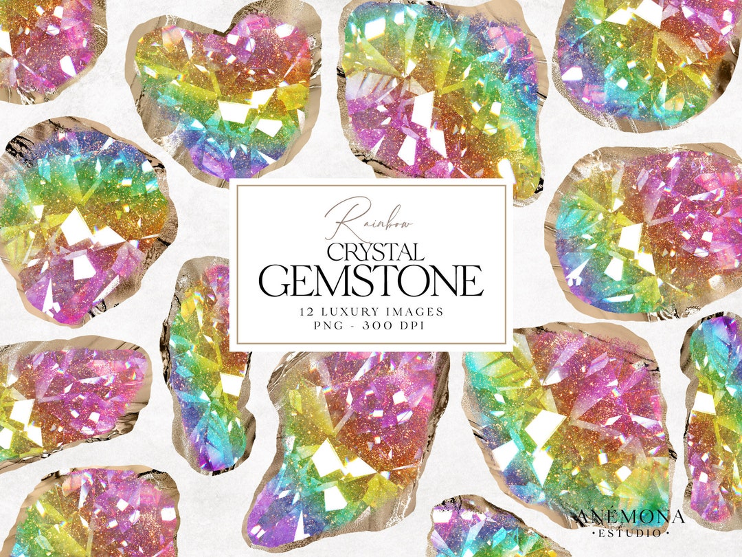 Rainbow Crystals Clipart, Rainbow Gemstone Clipart, Rainbow Diamonds ...