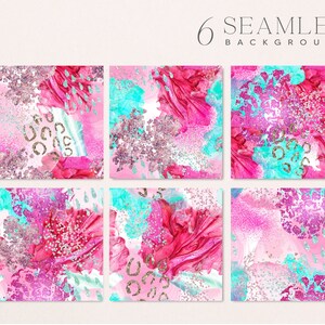 Pink and Mint Digital Paper - Seamless Paper - Glitter Seamless Paper ...