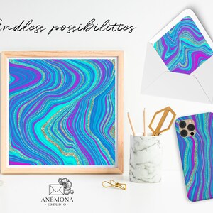 Blue Agate Digital Paper - Marble Paper - Agate Texture - Printable ...