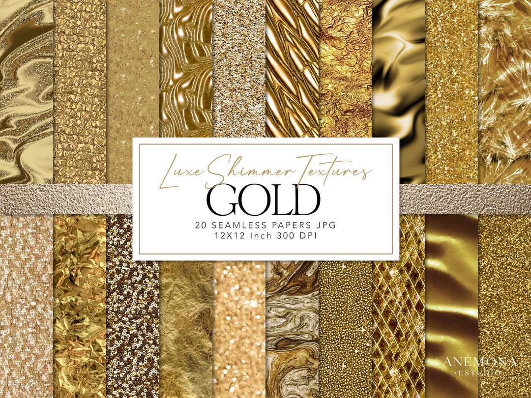 Gold Digital Paper, Gold Foil Paper, Seamless Gold Scrapbook Paper ...