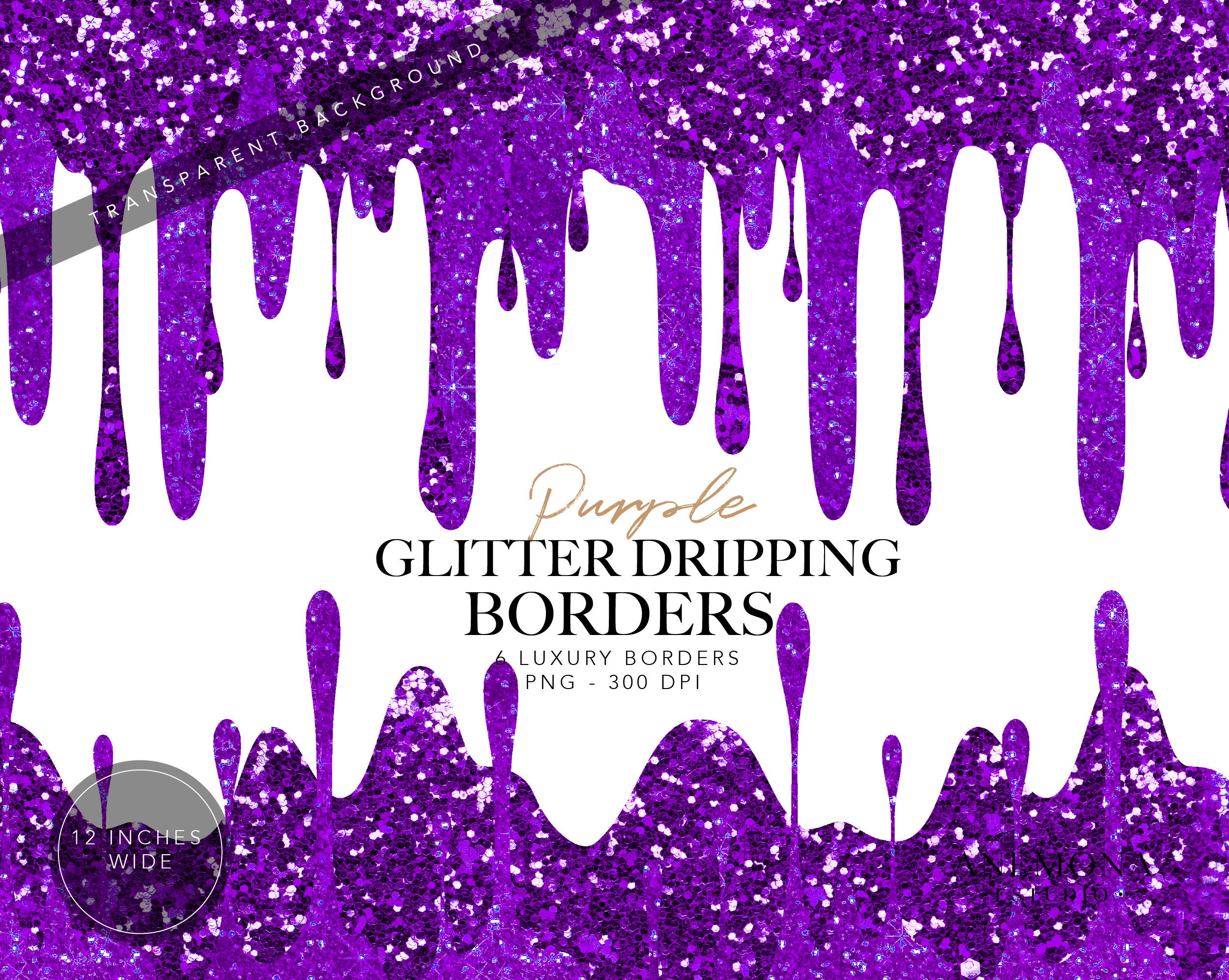 Purple Dripping Purple Drips Borders Drip Glitter Borders - Etsy