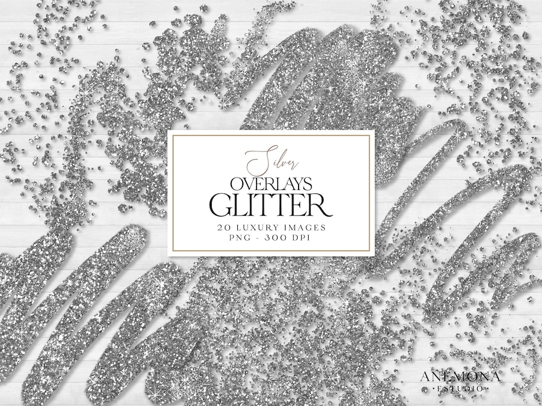 Silver Glitter Confetti Clipart Overlays: Sparkling PNG Elements ...
