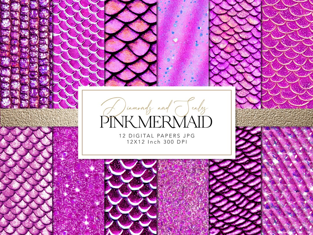 Pink Mermaid Scales Digital Paper, Seamless Mermaid Scale Textures ...