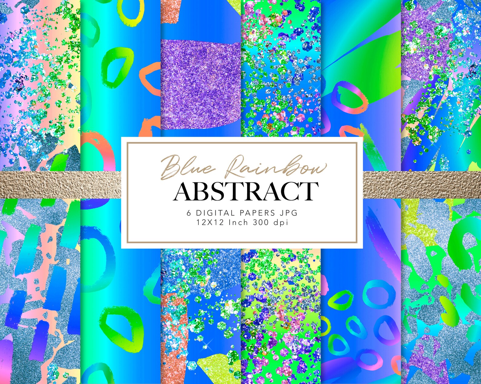 Blue Digital Paper Glitter Abstract Paper Colorful - Etsy