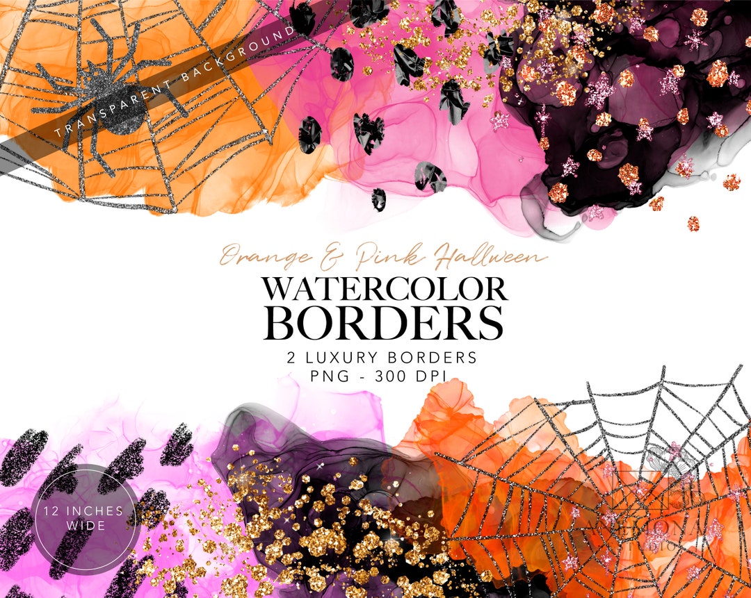 Halloween Watercolor Border Clipart - Glitter Border - Halloween Frame ...
