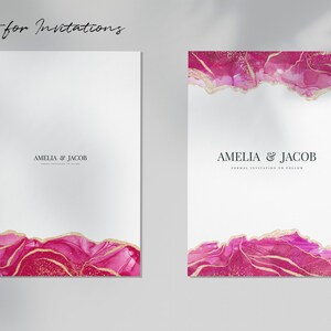 Hot Pink Agate Borders Clipart, Pink Watercolor Geode Clipart - Gold ...