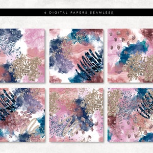 Navy and Pink Digital Paper - Glitter Abstract Paper - Dusty Pink ...