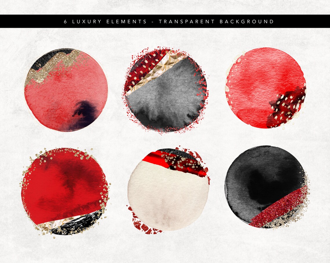 Red and Gold Watercolor Circles Clipart Logo Clipart - Etsy