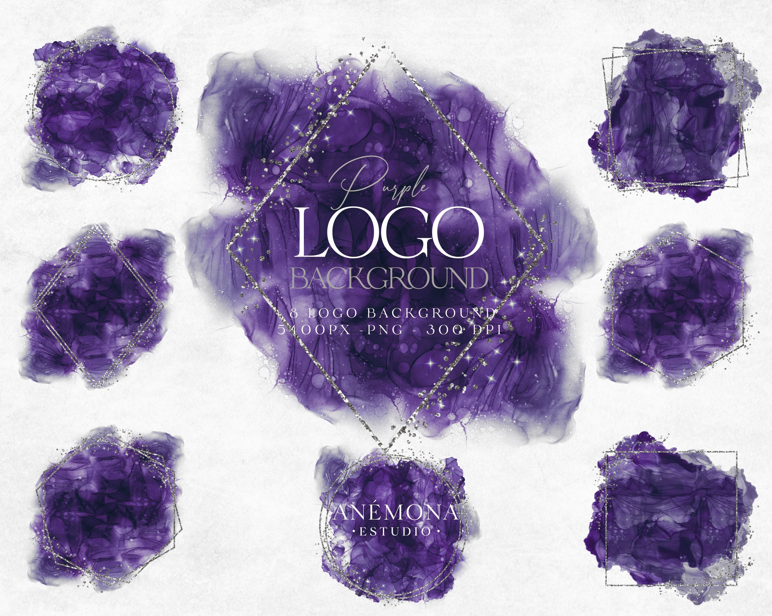 Purple Watercolor Clipart Silver Glitter Clipart Purple - Etsy