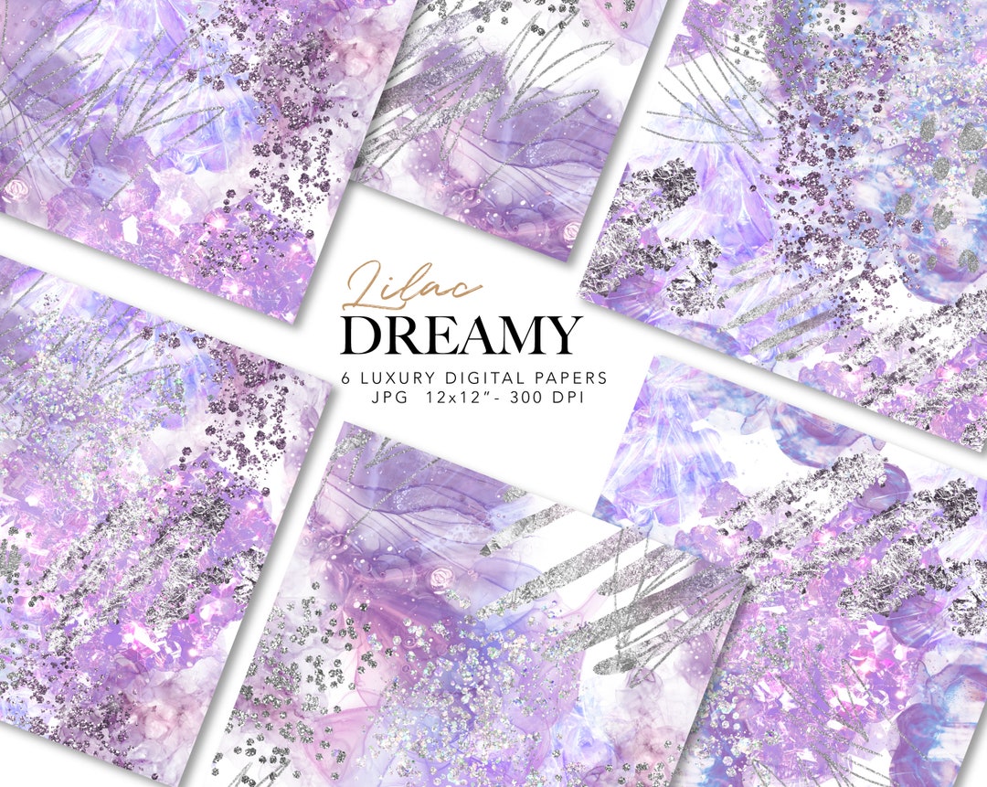 Purple Digital Paper - Glitter Abstract Paper - Purple Alcohol Ink ...