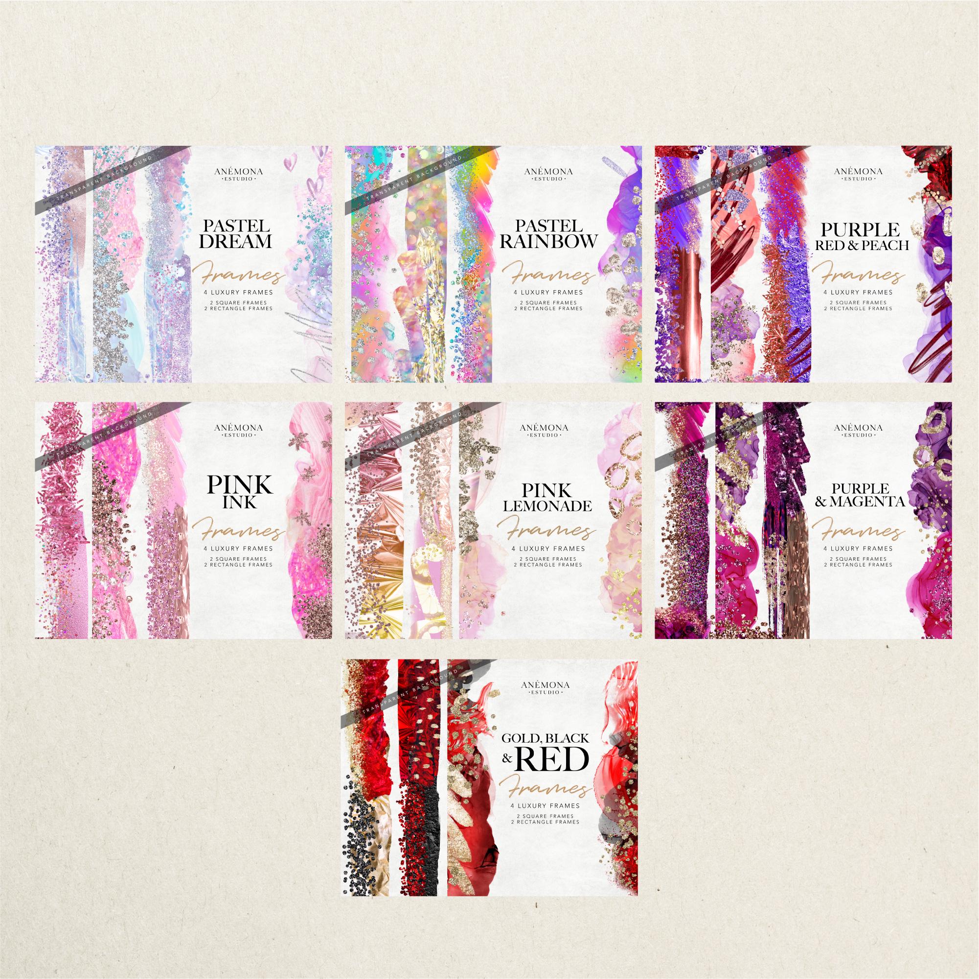 Glam Frames Clipart Bundle: Shiny PNG Borders for Commercial Use - Etsy